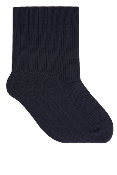 Supima Cotton Rib Socks 5 Pairs – Dark Blue – Men – ARKET DK