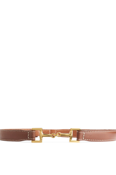 Horsebit Buckle Leather Belt – Brown – Women – ARKET GB