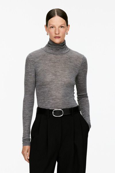 Roll-Neck Wool Top – Grey – Women – ARKET EU