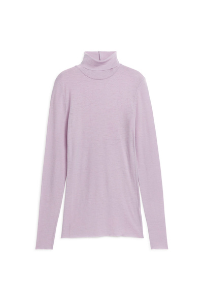 Roll-Neck Wool Top – Lilac – Women – ARKET GB