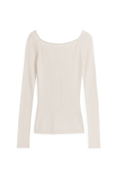 Wool Blend Off-Shoulder Top – Off-White – Women – ARKET GB