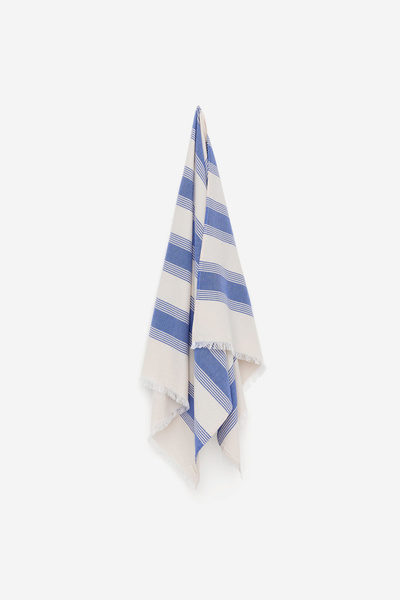 Cotton Beach Blanket – Off White/Blue – Homeware – ARKET EU