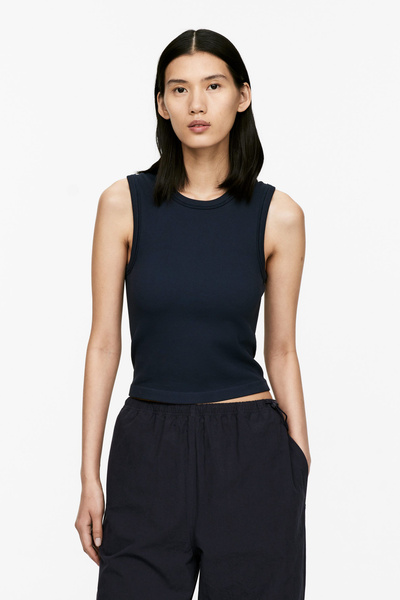 Ribbed Seamless Tank Top – Dark Blue – Women – ARKET WW