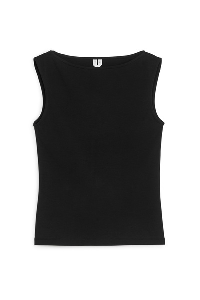 Boat Neck Tank Top – Black – Women – ARKET GB
