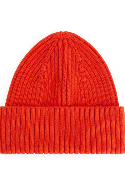 Rib-Knitted Beanie – Bright Red – Children – ARKET EU