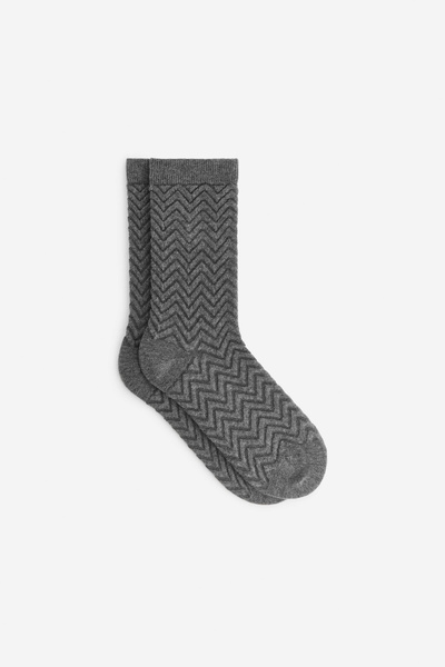 Cotton Chevron Socks – Dark Grey – Women – ARKET WW