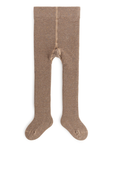 Rib Knit Neps Tights – Dark Beige/Neps – Children – ARKET ES