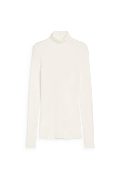 Haut en coton à col roulé – Blanc – Femme – ARKET FR