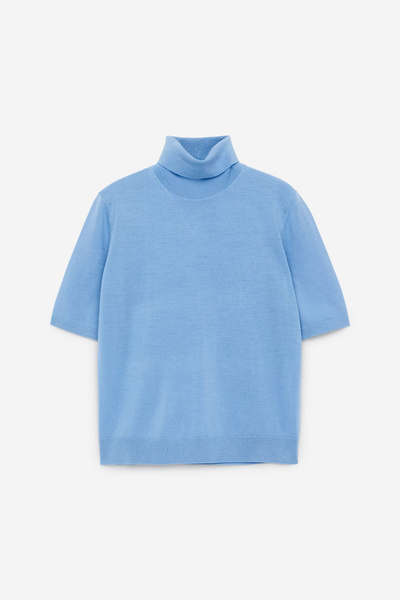 Short-Sleeve Roll-Neck Jumper – Light Blue – ARKET EU