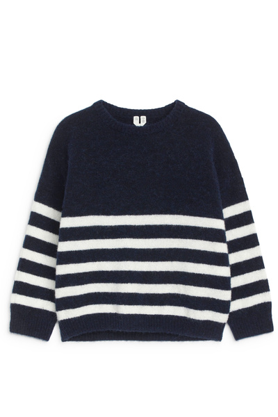 Alpaca-Wool Blend Jumper – Dark Blue/White – ARKET WW