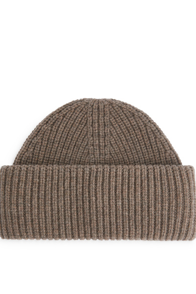 Double-Fold Wool Beanie – Mole Melange – Women – ARKET DK
