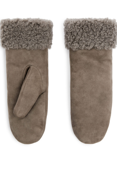Lined Suede Mittens – Mole – Women – ARKET NL