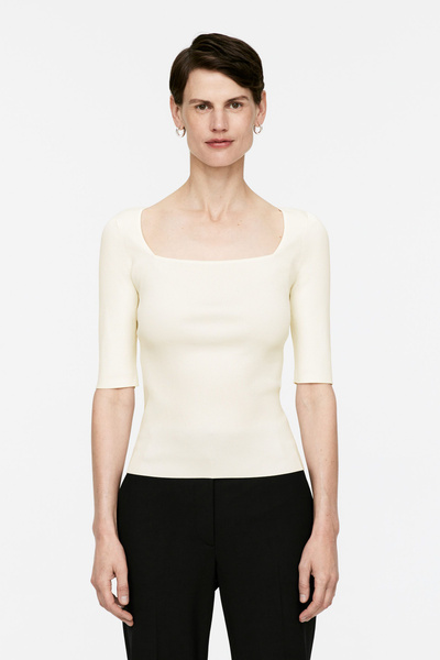 Square-Neck Rib Top – White – Women – ARKET NL