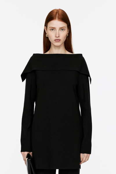 Fold-Over Collar Tunic – Black – Women – ARKET CH