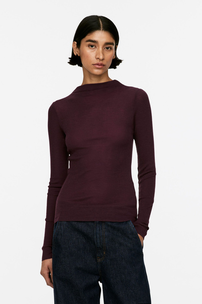 Rib-Knitted Wool Top – Dark Red – Women – ARKET CH