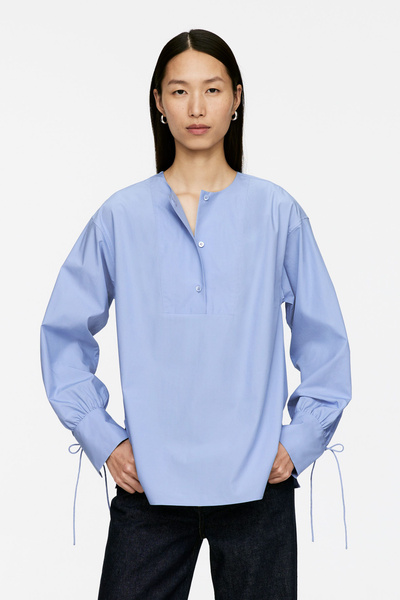 Cotton-Viscose Bib Blouse – Blue – Women – ARKET GB