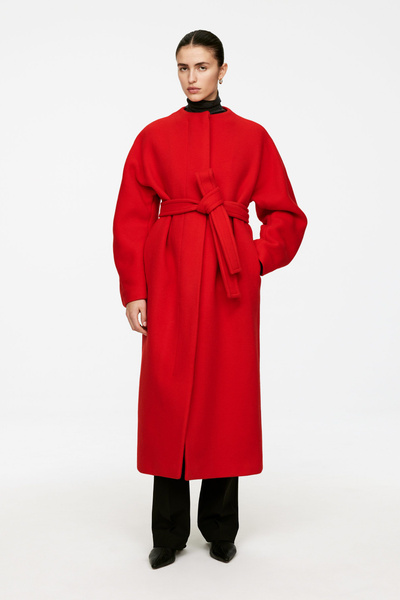Wool-Blend Belted Coat – Red – Women – ARKET SE