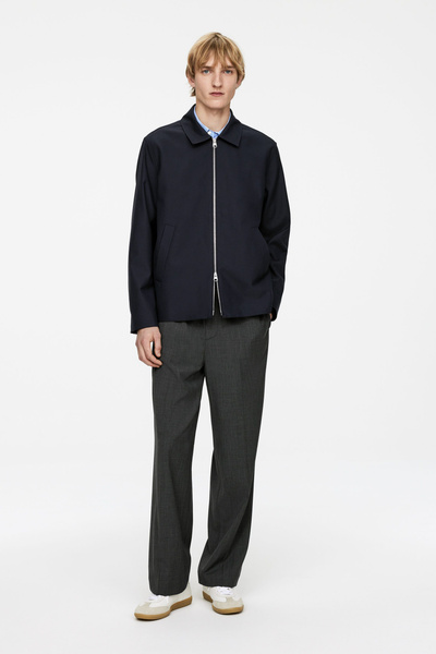 Wool-Cotton ZIp Jacket – Dark Blue – Men – ARKET GB