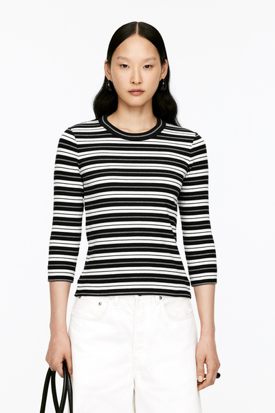 Rib Top – Black/White – Women – ARKET NO