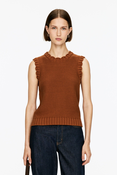 Scallop-Edge Knitted Vest – Rust – Women – ARKET WW